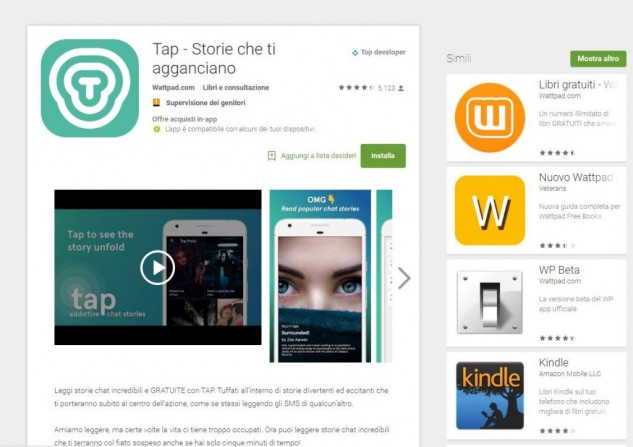 La recensione del giorno, Tap - Chat Stories