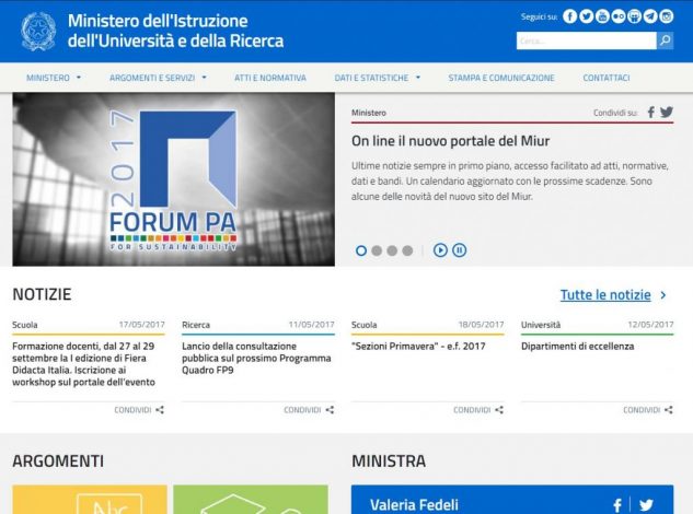 Miur, online il nuovo portale web del Ministero dell'Istruzione dell ...